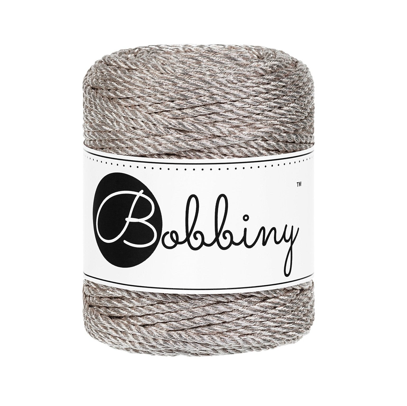 Bobbiny Macrame Rope - 3ply - 3mm - Metallic Platinum – Adelaide Hills ...