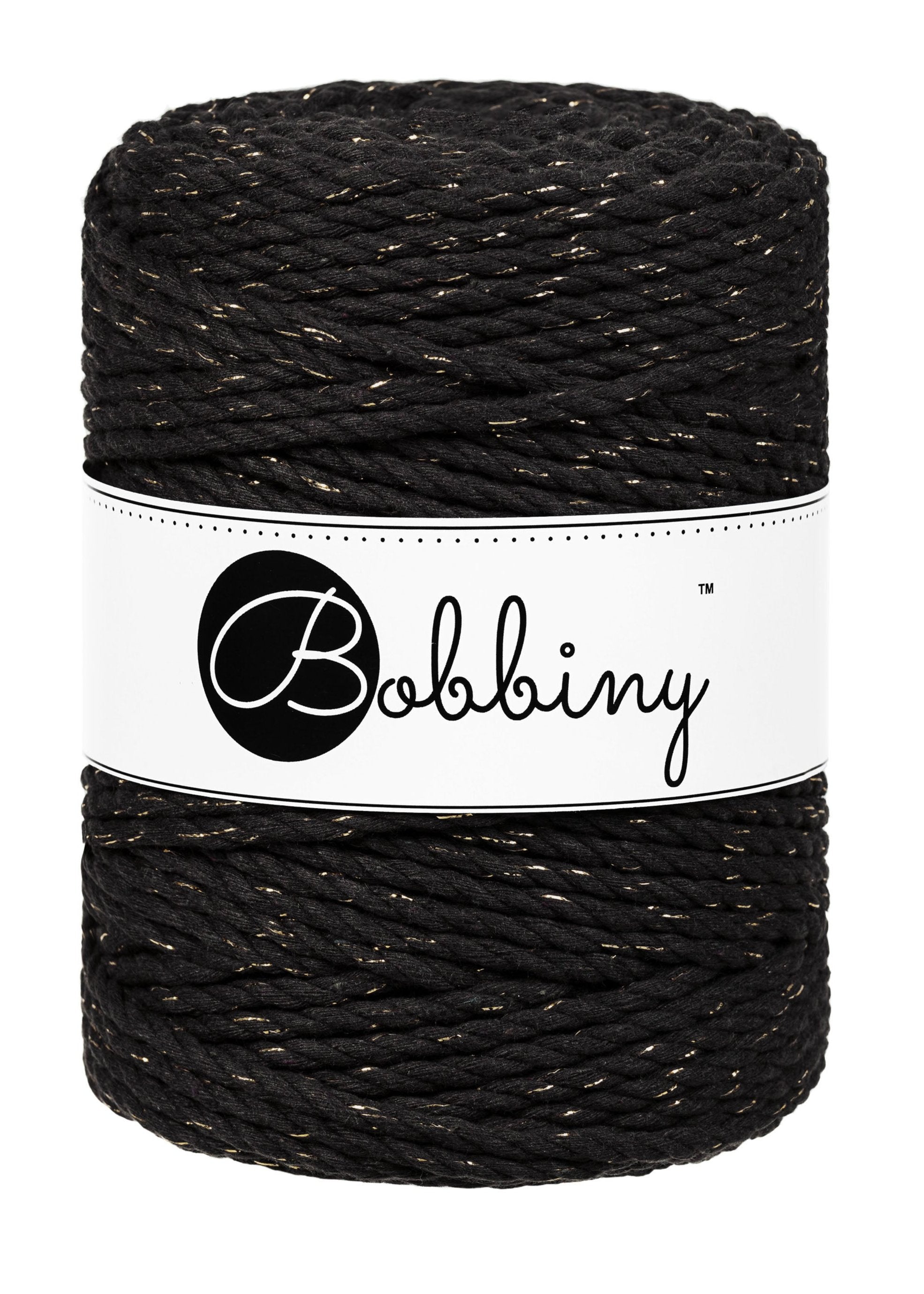 Bobbiny Macrame Rope - 3ply - 5mm - Golden Black – Adelaide Hills Yarn Co.